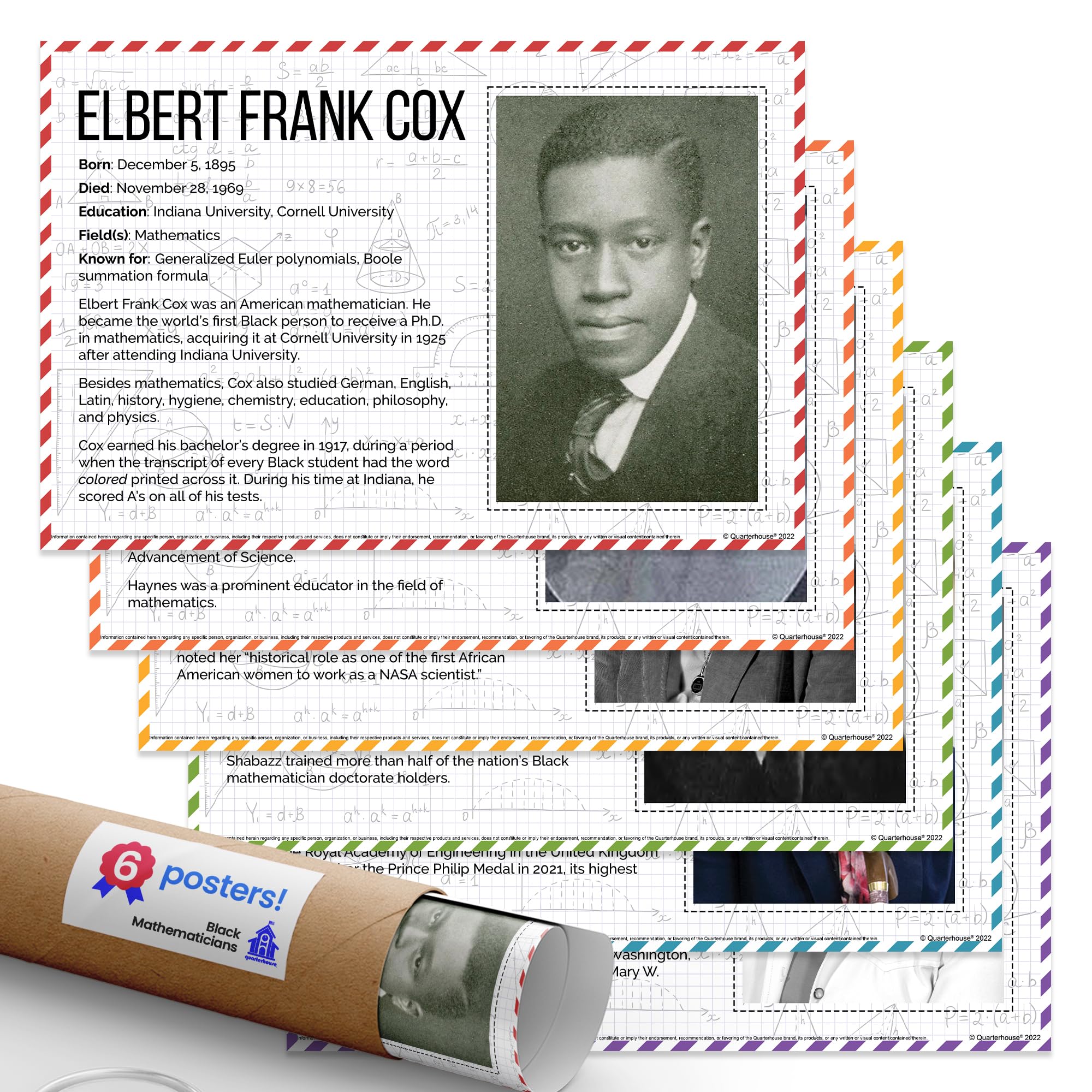 Quarterhouse Black Mathematicians Poster Set, Math and History Classro ...