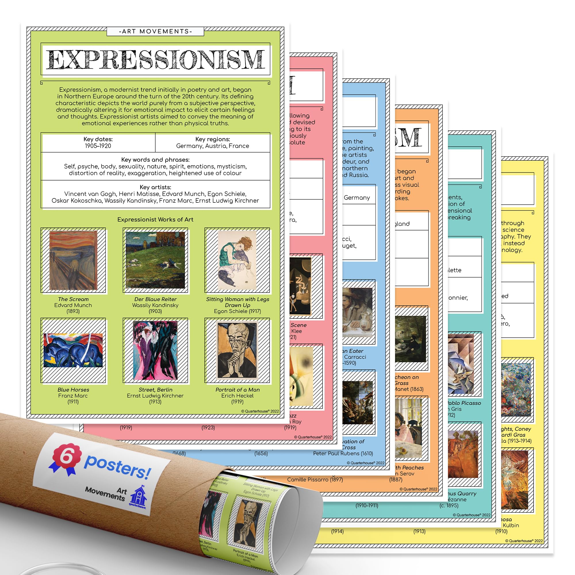 Quarterhouse Art Movements Poster Set, Art Classroom Learning Material ...