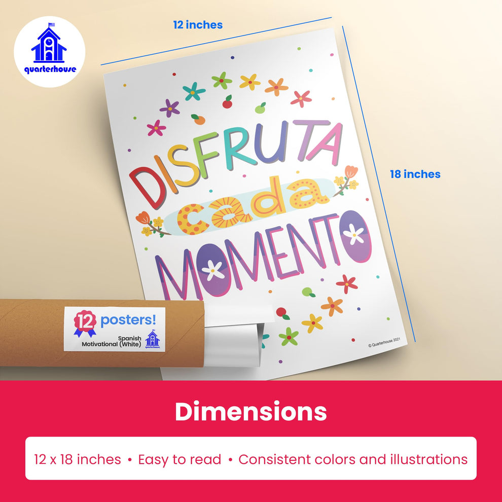 Quarterhouse Spanish Motivational (White) Poster Set, Spanish Classroo ...