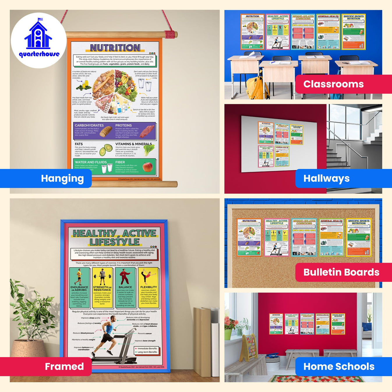 Quarterhouse Healthy Lifestyles Poster Set, Health and Physical Educat ...